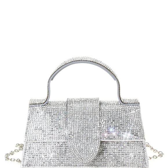 Bags | New Silver Rhinestone Chic Design Handle Handbag | Poshmark
